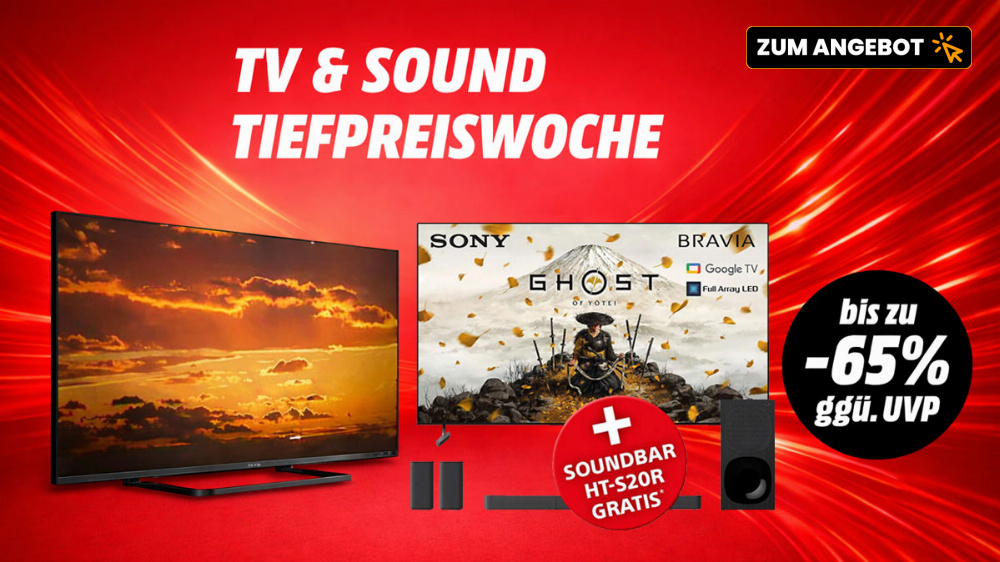 Fernseher-Rabatte bis 65%: Sony-TV 55" inkl. Soundbar nur 733€ statt 1. ...