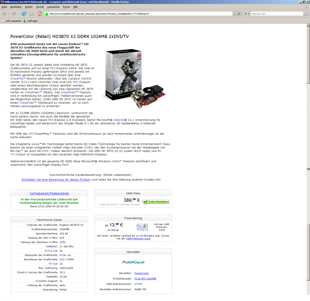 Powercolor HD 3870 X2 mit 2x 512 MB GDDR4