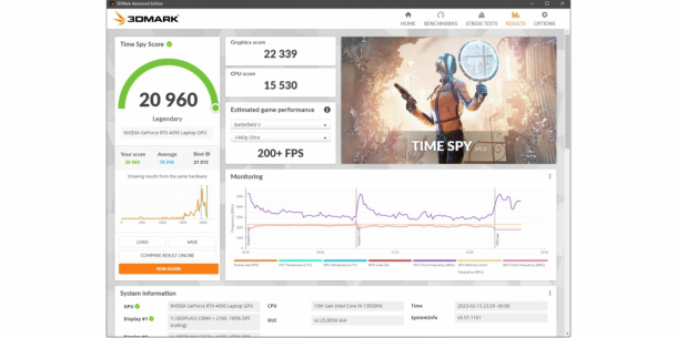 Timespy-Benchmark: Übertaktete Laptop-RTX-4090 schlägt RTX 3090 Ti