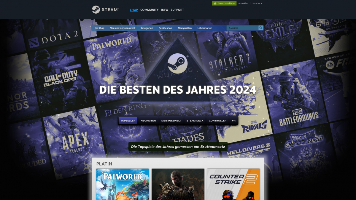 Steam: Das sind die besten Spiele des Jahres 2024