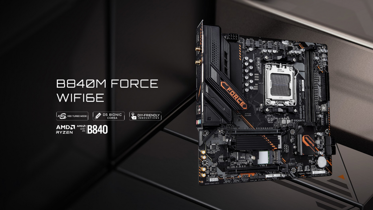 Gigabyte B840M Force WIFI6E: Budget-Platine für Ryzen 9000